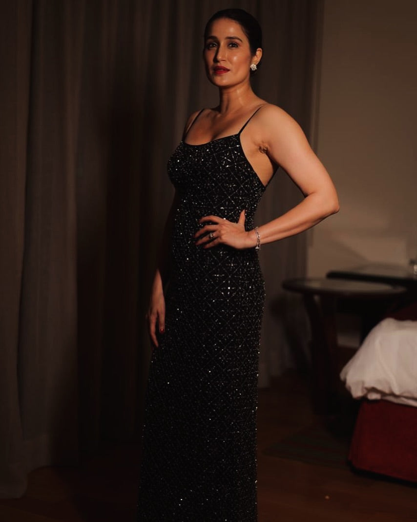 Sagarika Ghatge Khan in Midnight Glimmer gown – JadeByMK